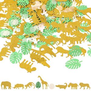 200 pieces safari confetti baby shower jungle animal confetti table confetti gold glitter zoo animal shape glitter confetti for baby shower birthday party supplies and decorations