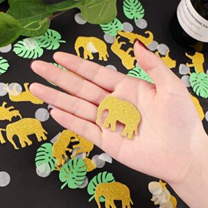 200 Pieces Safari Confetti Baby Shower Jungle Animal Confetti Table Confetti Gold Glitter Zoo Animal Shape Glitter Confetti for Baby Shower Birthday Party Supplies and Decorations