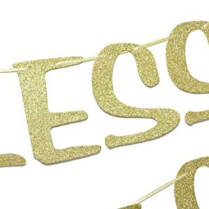 Qttier Two Less Fish in The Sea Banner Sign Garland Gold Glitter for Engagement Bridal Shower Wedding Bachelorette Decorations Nautical Theme Decor Photo Booth Props