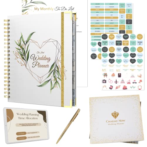 Wedding Planner Book and Organizer For The Bride - Gold Kit with Stickers, Pen & Gift Box | Future Mrs Gifts Wedding Planning Book | Engagement Gifts for Women | Bride To Be Gifts for Her