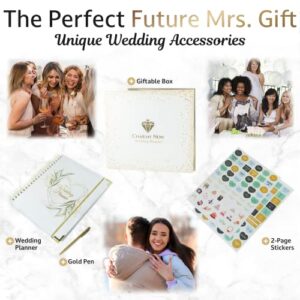 Wedding Planner Book and Organizer For The Bride - Gold Kit with Stickers, Pen & Gift Box | Future Mrs Gifts Wedding Planning Book | Engagement Gifts for Women | Bride To Be Gifts for Her