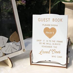 DOUXAGE White Wedding Guest Book Alternative,Rustic Wedding Book for Guests to Sign,Guest Book Frame with Hearts for Reception,Unique Wedding Decorations,Wedding Sign Frame,Baby Shower Guest Book