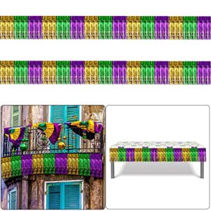 2 pack mardi gras fringe curtain,19.68ft metallic fringe tinsel streamers banner,gold green purple foil fringe drape for street background decorations diy party supplies