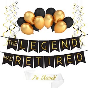 urbanred retirement party decorations – happy retirement decorations for party – farewell party decorations – retirement party supplies happy retirement banner, retirement sash & retirement balloons