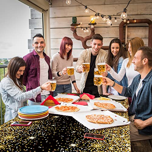 4 Pack Black and Gold Table Covers Black and Gold Tablecloth 54 x 108 Inch Gold Dots Confetti Plastic Tablecloths Rectangle Disposable Party Table Covers for Graduation Birthday Wedding Anniversary