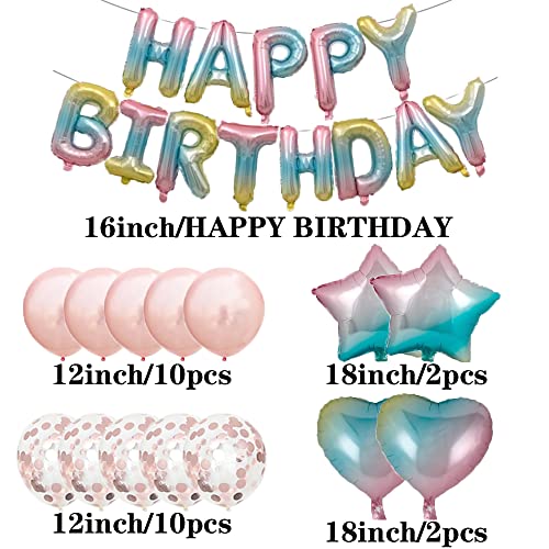 Sweet 12th Birthday Decorations Party Supplies,Rainbow Number 12 Balloons,12th Foil Mylar Balloons Rose Gold Latex Balloon Decoration,Great 12th Birthday Gifts for Girls,Women,Men,Photo Props