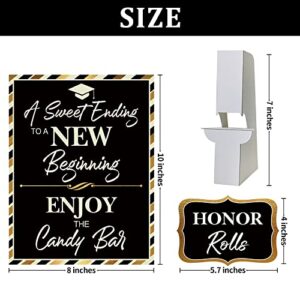 Graduation Candy Buffet Labels, Black Gold Grad Party Buffet Table Sign Set, Graduation Party Dessert Food Label Decorations