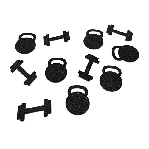 Black Fitness Confetti Dumbbell Party Decor Gym Theme Party Confetti Weightlifting Confetti Athlete Confetti Set of 150