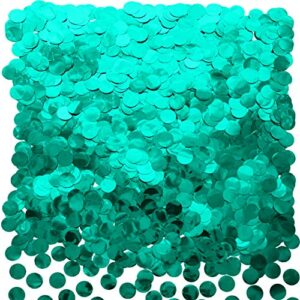 teal blue foil metallic round table confetti decor circle dots mylar table scatter confetti under the sea birthday baby shower summer pool beach wedding bachelorette party confetti decorations, 60g