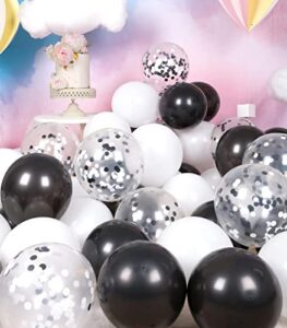 metallic shiny black and white balloons 10 inch black white confetti balloons 12 inch 68pcs latex helium chrome party decoration balloon set