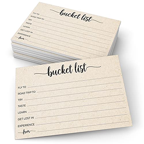 321Done Bucket List Suggestion Cards (50 4" x 6" Cards - Tan) - Fun Party Game Activity Guestbook for Wedding, Bridal, Graduation, Retirement, Anniversary, Birthday - Ad Lib Prompts - Made in the USA