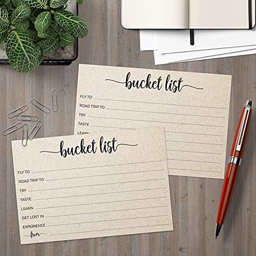 321Done Bucket List Suggestion Cards (50 4" x 6" Cards - Tan) - Fun Party Game Activity Guestbook for Wedding, Bridal, Graduation, Retirement, Anniversary, Birthday - Ad Lib Prompts - Made in the USA