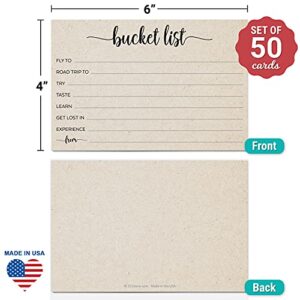 321Done Bucket List Suggestion Cards (50 4" x 6" Cards - Tan) - Fun Party Game Activity Guestbook for Wedding, Bridal, Graduation, Retirement, Anniversary, Birthday - Ad Lib Prompts - Made in the USA