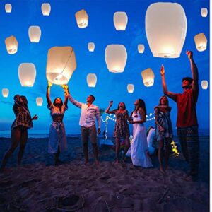 40 PCS White Lanterns in Each Package, Lanterns to Release Make Outdoor Activities More Meaningful, for Wedding, Halloween, Thanksgiving, Party, Christmas