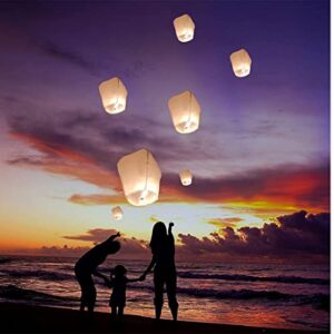 40 PCS White Lanterns in Each Package, Lanterns to Release Make Outdoor Activities More Meaningful, for Wedding, Halloween, Thanksgiving, Party, Christmas