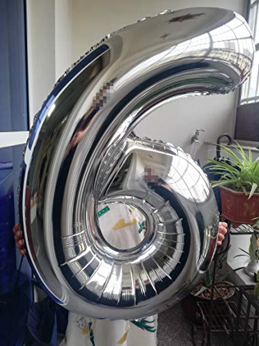 Silver 0 Balloons,40 Inch Birthday Foil Balloon Party Decorations Supplies Helium Mylar Digital Balloons (Silver Number 0)