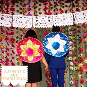 5 Pk Mexican wedding decorations, 50 Panels of White Papel Picado Paper Flags for weddings, rehearsal dinners 60 ft total Mexican Bridal Shower Papel Picado banner para fiesta TISSUE PAPER WS400