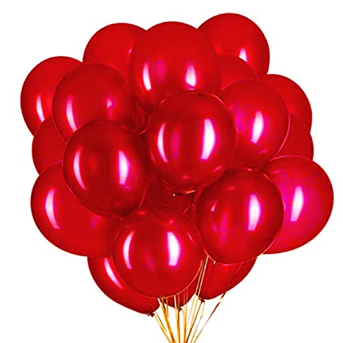 CheeseandU 100 PCS Red Chrome Balloons 10 Inch Double-Layered Chrome Metallic Latex Balloons for Bday Parties Wedding Supplies Valentines Day Party Decor Baby Shower Decorations (Dark Red)