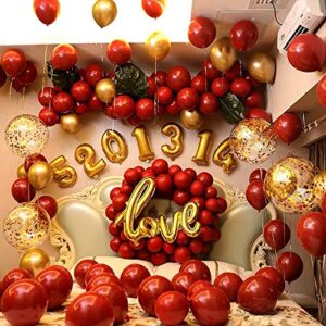 CheeseandU 100 PCS Red Chrome Balloons 10 Inch Double-Layered Chrome Metallic Latex Balloons for Bday Parties Wedding Supplies Valentines Day Party Decor Baby Shower Decorations (Dark Red)