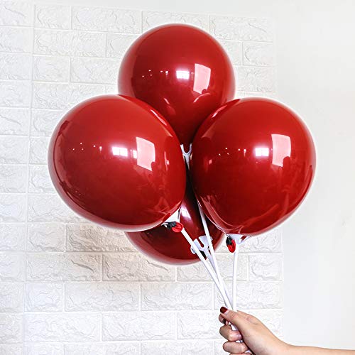 CheeseandU 100 PCS Red Chrome Balloons 10 Inch Double-Layered Chrome Metallic Latex Balloons for Bday Parties Wedding Supplies Valentines Day Party Decor Baby Shower Decorations (Dark Red)