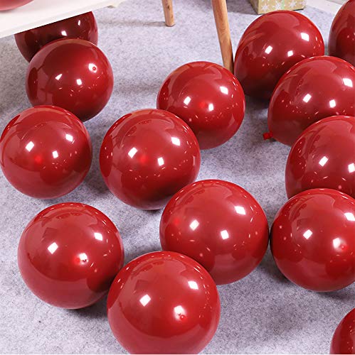 CheeseandU 100 PCS Red Chrome Balloons 10 Inch Double-Layered Chrome Metallic Latex Balloons for Bday Parties Wedding Supplies Valentines Day Party Decor Baby Shower Decorations (Dark Red)