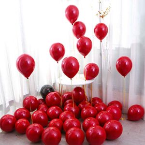 CheeseandU 100 PCS Red Chrome Balloons 10 Inch Double-Layered Chrome Metallic Latex Balloons for Bday Parties Wedding Supplies Valentines Day Party Decor Baby Shower Decorations (Dark Red)