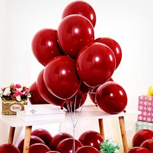 CheeseandU 100 PCS Red Chrome Balloons 10 Inch Double-Layered Chrome Metallic Latex Balloons for Bday Parties Wedding Supplies Valentines Day Party Decor Baby Shower Decorations (Dark Red)