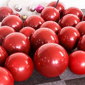 CheeseandU 100 PCS Red Chrome Balloons 10 Inch Double-Layered Chrome Metallic Latex Balloons for Bday Parties Wedding Supplies Valentines Day Party Decor Baby Shower Decorations (Dark Red)