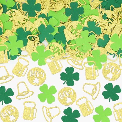 St Patricks Day Confetti Glitter,Good Luck Coin Confetti,Leaf Glitter Confetti,St Patricks Day Confetti Decorations with St Patricks Hat and St Patricks Beer,Lucky One Birthday Decorations,St Patricks Day Decorations