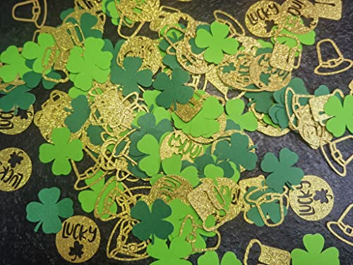 St Patricks Day Confetti Glitter,Good Luck Coin Confetti,Leaf Glitter Confetti,St Patricks Day Confetti Decorations with St Patricks Hat and St Patricks Beer,Lucky One Birthday Decorations,St Patricks Day Decorations