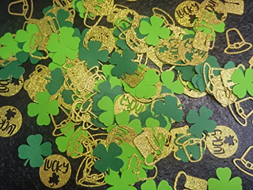 St Patricks Day Confetti Glitter,Good Luck Coin Confetti,Leaf Glitter Confetti,St Patricks Day Confetti Decorations with St Patricks Hat and St Patricks Beer,Lucky One Birthday Decorations,St Patricks Day Decorations