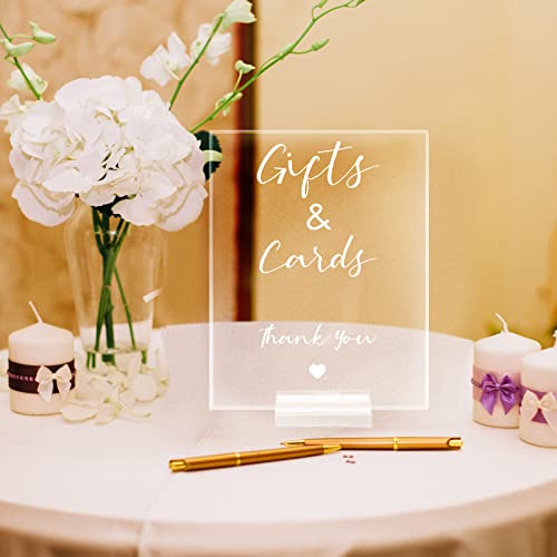 2 Pieces Wedding Photo Guest Book Sign 8 x 10 Inch Acrylic Wedding Signs for Ceremony and Reception Clear Photo Booth Sign with Stand Wedding Memory Table Sign for Anniversary Birthday Parties