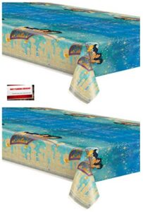 (2 pack) disney aladdin plastic table cover 54 x 84 inches (plus party planning checklist by mikes super store)