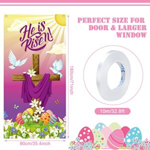 Easter Door Cover He is Risen Easter Door Decoration Background Backdrop Hanging Banner for Home Garden Door Holiday House Easter Party 71 x 35 Inch (Hope)