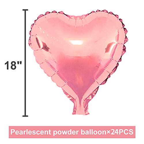 24 pcs light pink Heart Shape Foil Mylar Balloons for birthday party decorations, Wedding decorations, engagement party , celebration , holiday , show, party activities . (size:18")