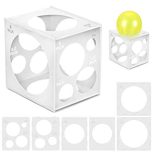 11 Holes Collapsible Plastic Balloon Sizer Box Cube, Balloon Size Measurement Tool for Balloon Decorations, Balloon Arch, Balloon Columns, 2-10 Inch