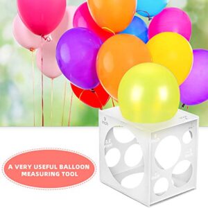 11 Holes Collapsible Plastic Balloon Sizer Box Cube, Balloon Size Measurement Tool for Balloon Decorations, Balloon Arch, Balloon Columns, 2-10 Inch