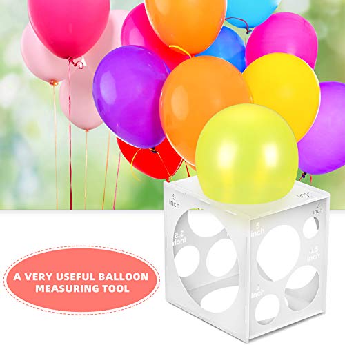 11 Holes Collapsible Plastic Balloon Sizer Box Cube, Balloon Size Measurement Tool for Balloon Decorations, Balloon Arch, Balloon Columns, 2-10 Inch