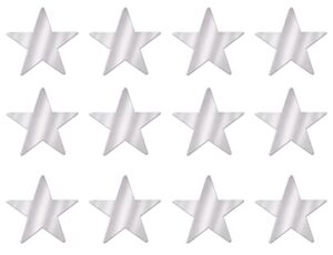 beistle 57027-s silver metallic star cutouts, 3-1/2 inch, 12 pieces per package