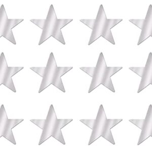 Beistle 57027-S Silver Metallic Star Cutouts, 3-1/2 Inch, 12 Pieces Per Package