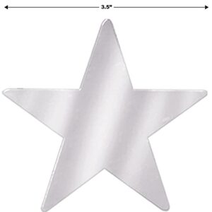 Beistle 57027-S Silver Metallic Star Cutouts, 3-1/2 Inch, 12 Pieces Per Package