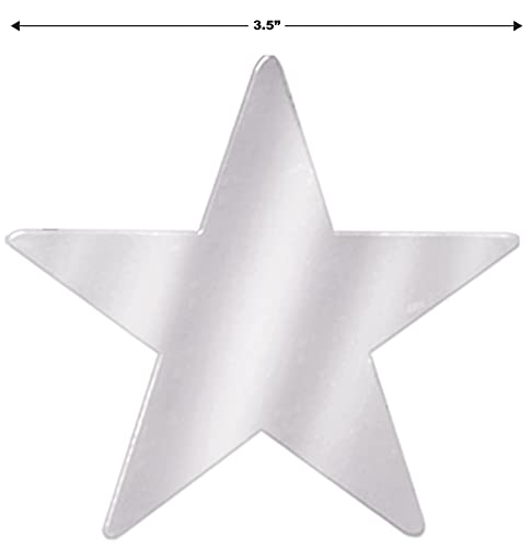 Beistle 57027-S Silver Metallic Star Cutouts, 3-1/2 Inch, 12 Pieces Per Package