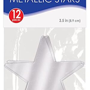 Beistle 57027-S Silver Metallic Star Cutouts, 3-1/2 Inch, 12 Pieces Per Package