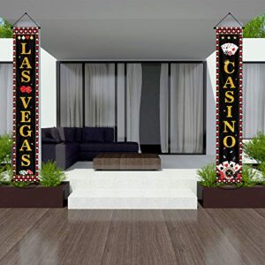 Las Vegas Party Banner Casino Night Party Decorations Welcome Porch Door Sign for Las Vegas Themed Birthday Baby Shower Decorations(Black)