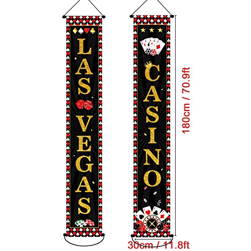 Las Vegas Party Banner Casino Night Party Decorations Welcome Porch Door Sign for Las Vegas Themed Birthday Baby Shower Decorations(Black)