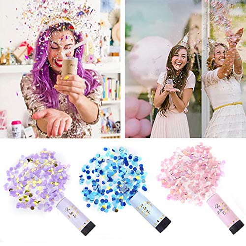 Confetti Cannon，Party Poppers Confetti Shooters Biodegradable Confetti Birthday Confetti 4 Inches-(5pcs) Wedding, New Year Kids Birthday Party Supplies