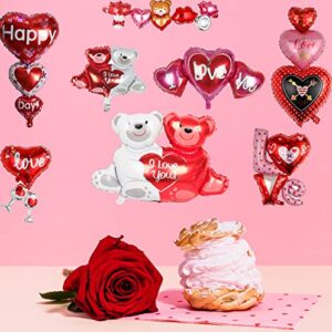 Valentines Day Heart Shaped I Love You Foil Balloons Decorations, Romantic Love Happy Anniversary Foil Balloons Valentine Day Party Decorations