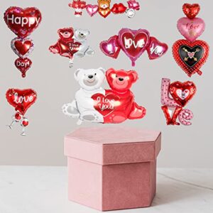 Valentines Day Heart Shaped I Love You Foil Balloons Decorations, Romantic Love Happy Anniversary Foil Balloons Valentine Day Party Decorations