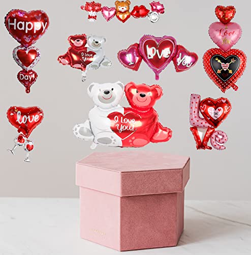 Valentines Day Heart Shaped I Love You Foil Balloons Decorations, Romantic Love Happy Anniversary Foil Balloons Valentine Day Party Decorations