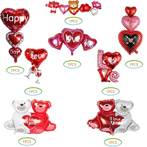 Valentines Day Heart Shaped I Love You Foil Balloons Decorations, Romantic Love Happy Anniversary Foil Balloons Valentine Day Party Decorations